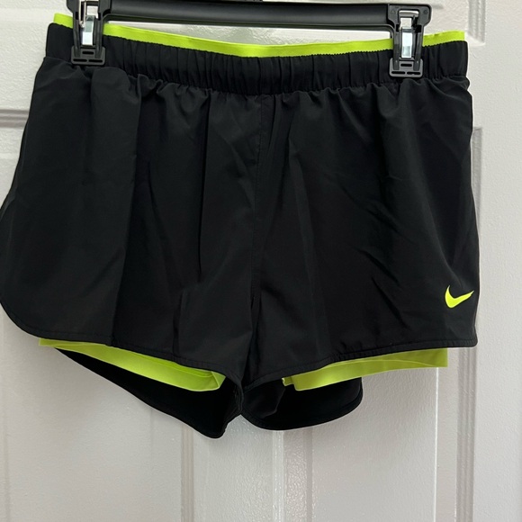 Nike | Shorts | Nike Drifit Black Running Shorts With Brightneon Yellow ...